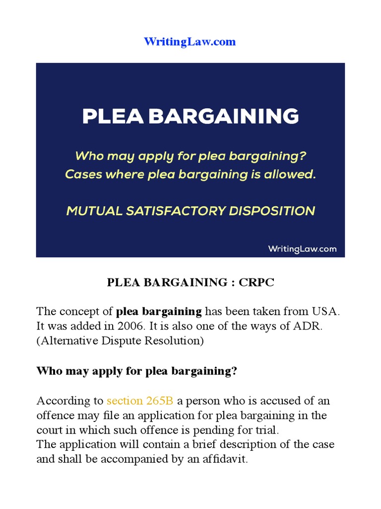 Plea Bargaining CRPC Explained PDF | PDF | Plea Bargain | Plea