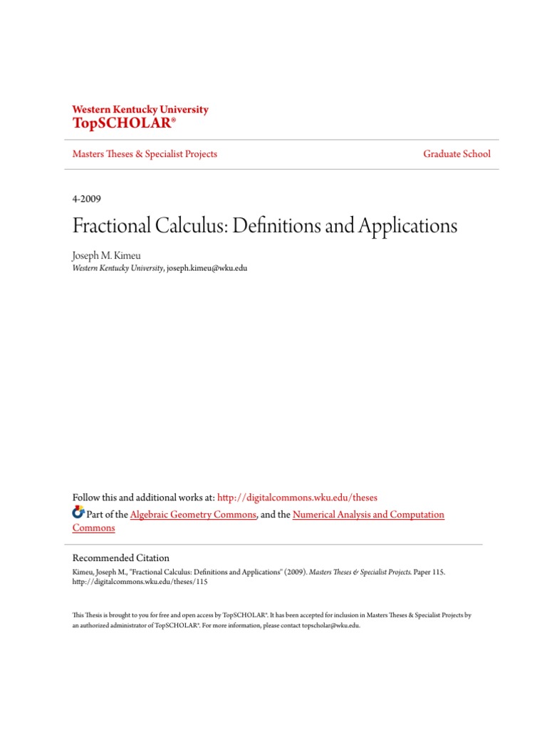 Fractional Calculus - Definitions and Applications | PDF | Laplace ...