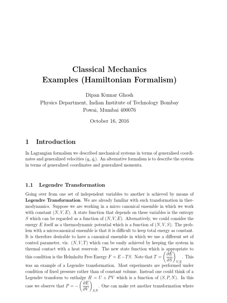 3 Examples (Hamiltonian Formalism) | PDF | Hamiltonian Mechanics | Lagrangian Mechanics