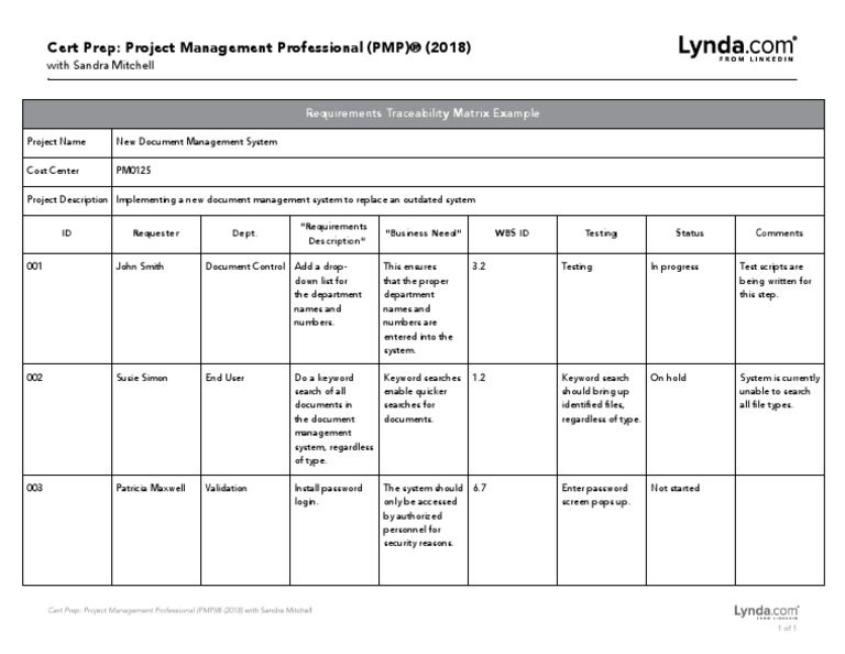 07 - 04 Requirements Traceability Matrix PDF | PDF | Project Management ...