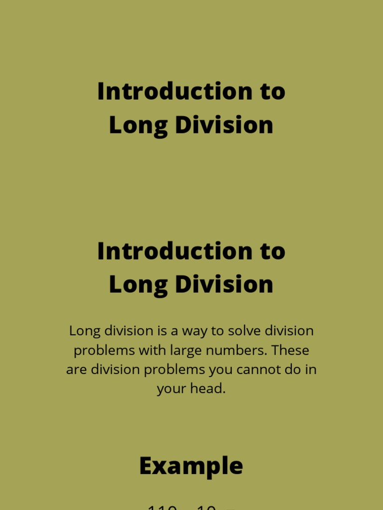 Introduction To Long Division | PDF