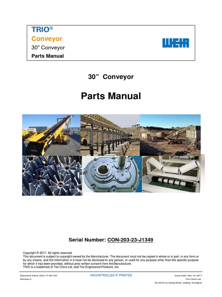 A1753230 30 Conveyor Parts Manual CON 203 23 J1349 | PDF | Belt ...