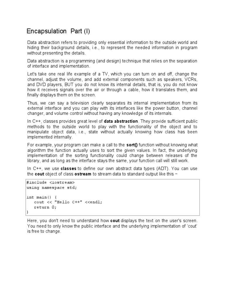 Encapsulation Part 1 | Download Free PDF | Class (Computer Programming ...