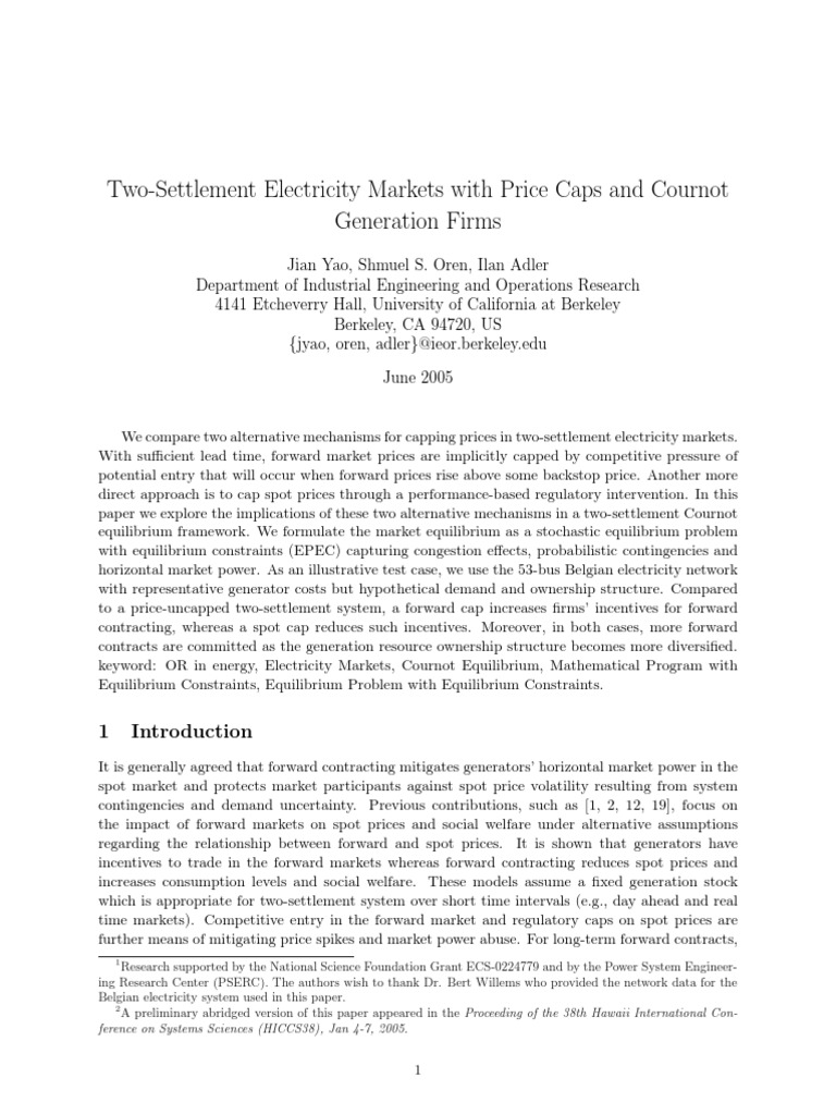 Analyzing the Impact of Forward Price Caps and Spot Price Caps on ...