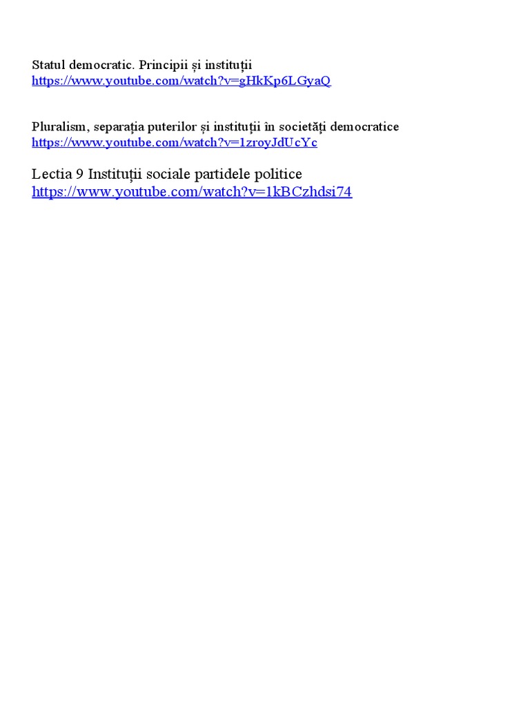 Statul Democratic Şi Principiul Pluralismului | PDF
