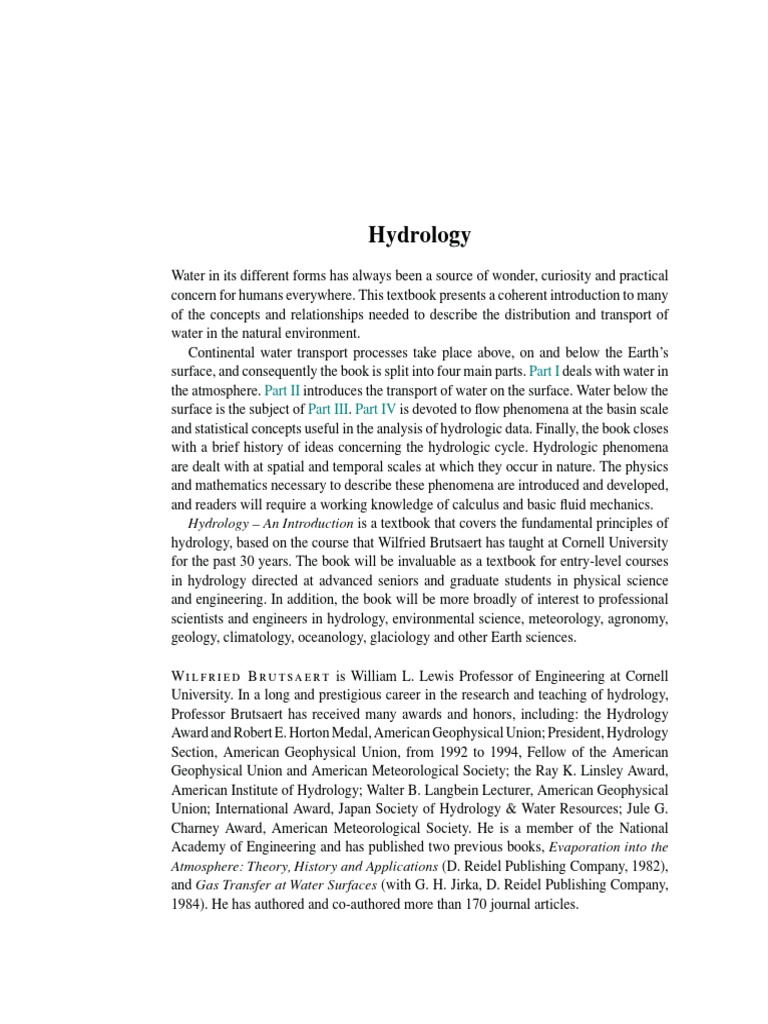 BRUTSAERT WILFRIED (Hydrology An Introduction) - 2 | PDF | Hydrology | Geophysics