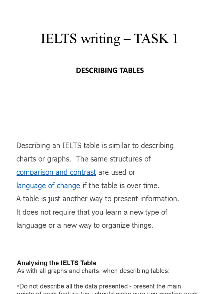 IELTS Writing - TASK 1: Describing Tables | PDF | Life Expectancy ...