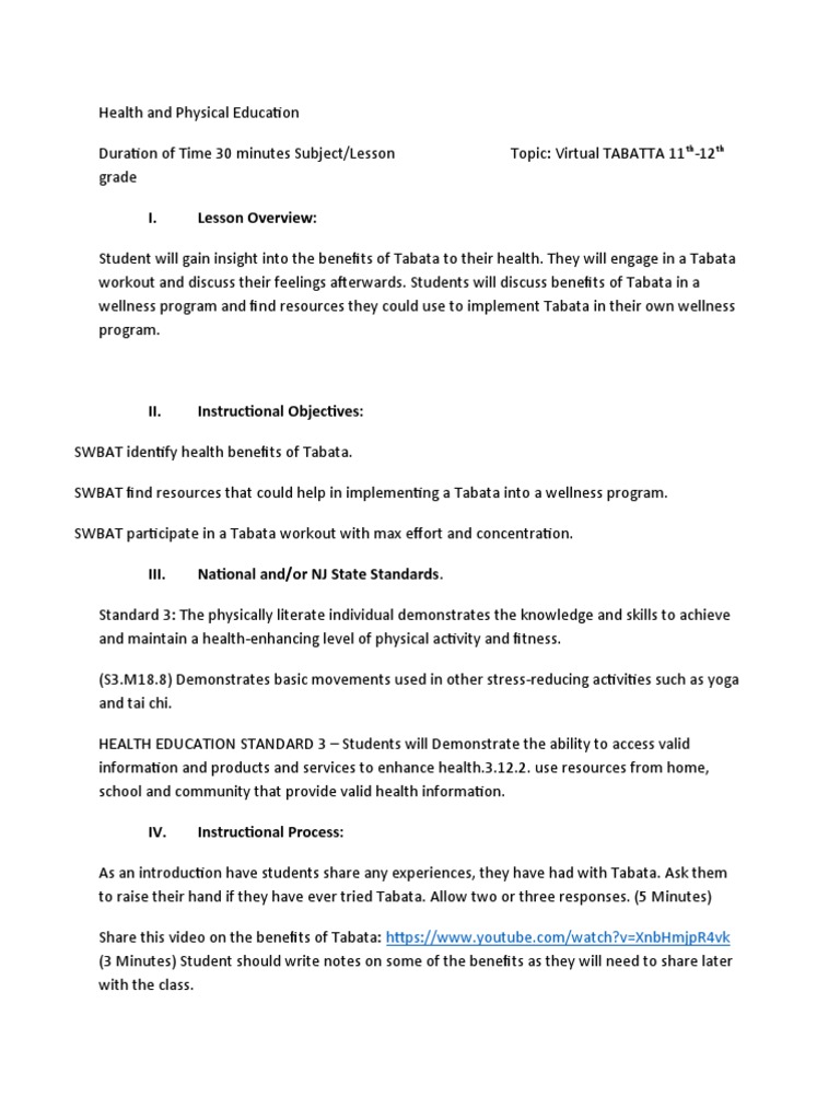 Tabata Workout Benefits for Students | PDF | Educational Assessment ...