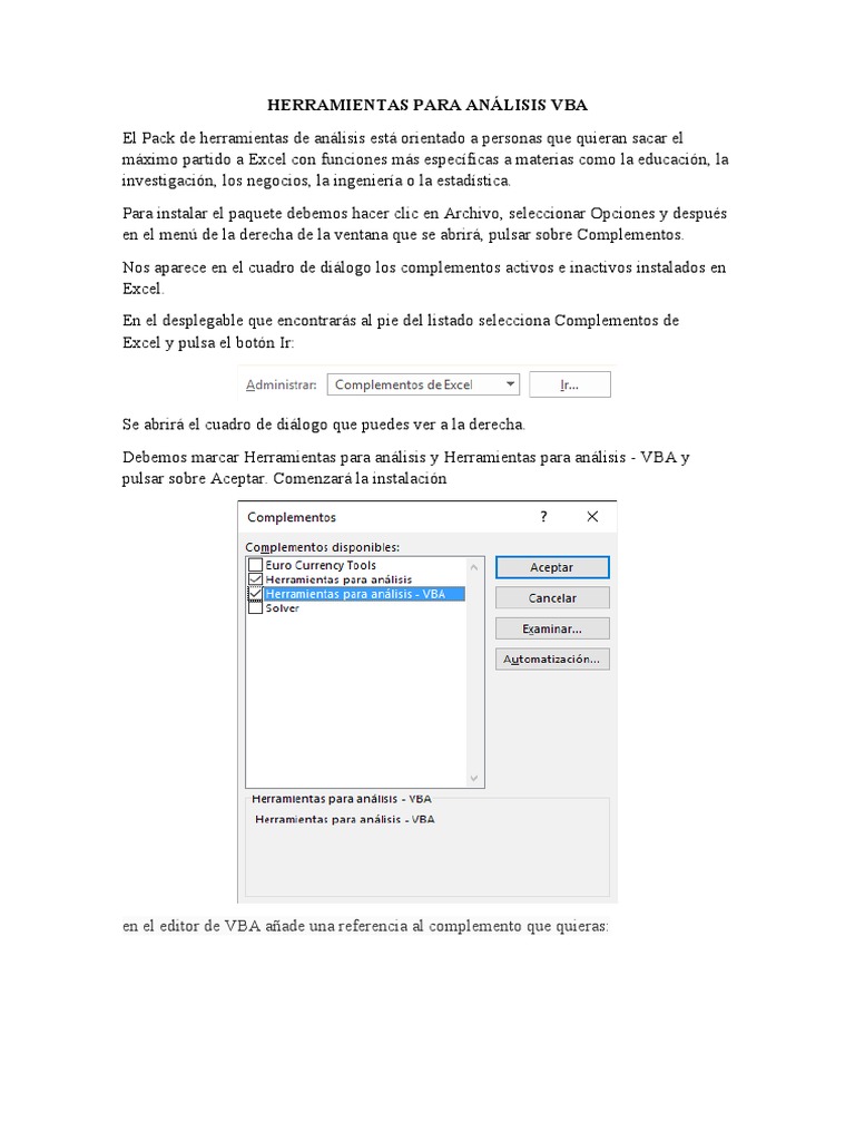 Herramientas para Análisis Vba | PDF | Visual Basic para Aplicaciones ...