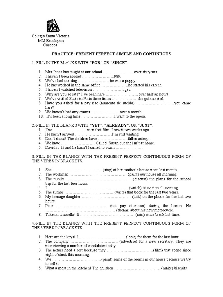 Present Perfect Simple and Continuous 1 | PDF