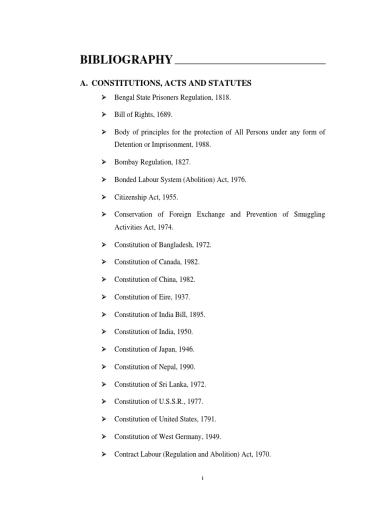 Bibliography: A. Constitutions, Acts and Statutes | PDF | Constitution ...