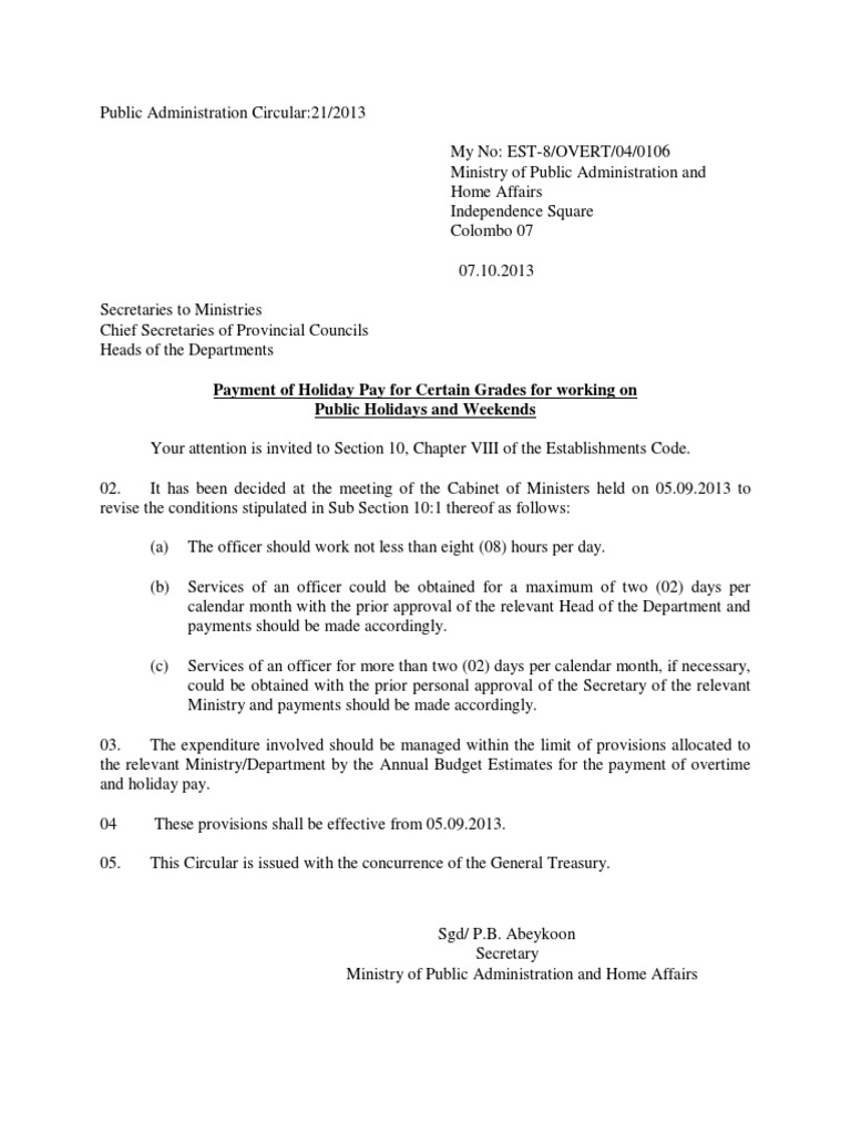 Revised Holiday Pay Guidelines | PDF