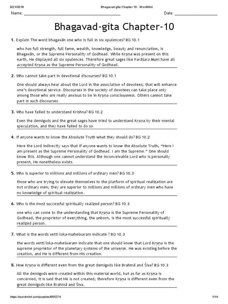 Bhagavad-Gita Chapter-10 | PDF | Krishna | Hinduism
