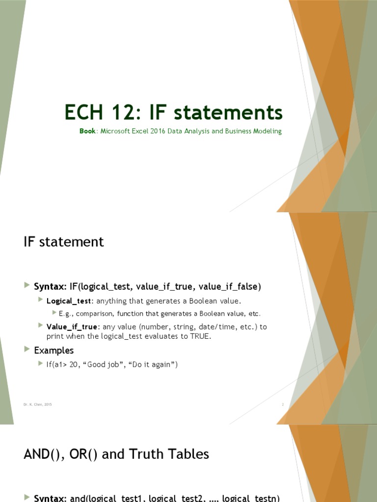 CIS 2640 Excel 12 - IF Statements | PDF