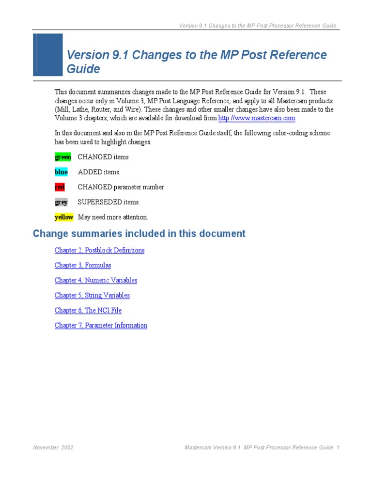 Version 9.1 MP Post Ref Guide Changes | PDF | Variable (Computer ...