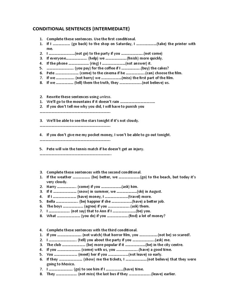 Conditional Sentences (Intermediate) | PDF
