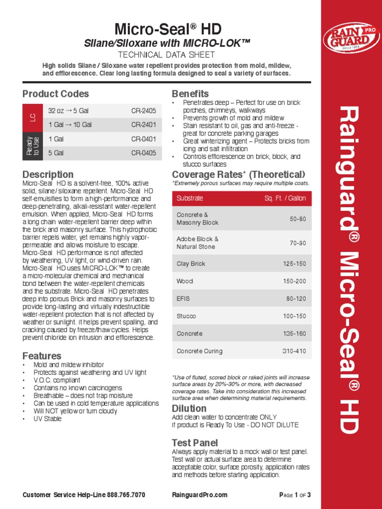 TDS Micro Seal HD 2020 v4 PDF | PDF | Masonry | Concrete
