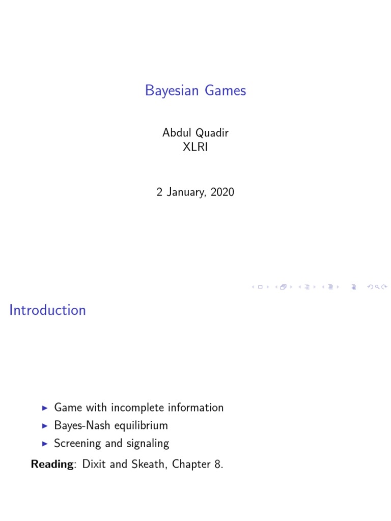 Bayesian Games and Equilibrium | PDF