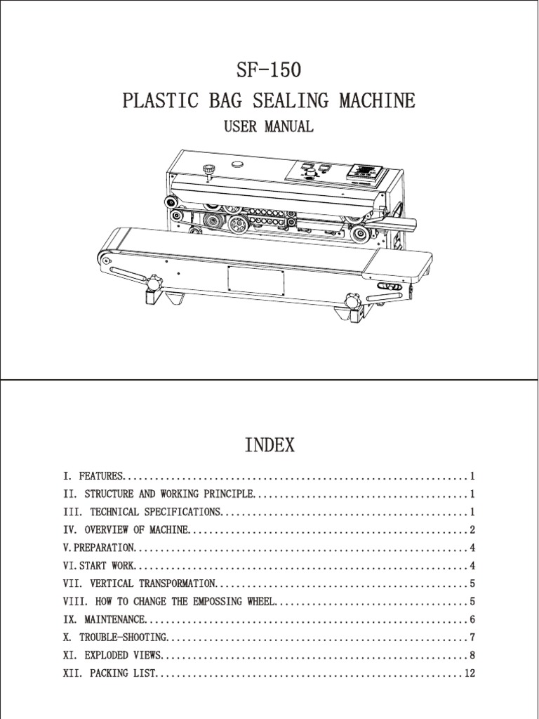 Manual For Sealing Machine SF-150 | PDF