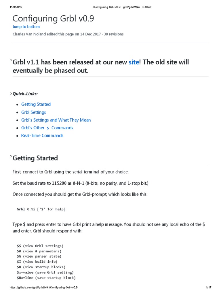 Configuring GRBL v0.9 GRBL - GRBL Wiki GitHub | PDF | Booting | Switch