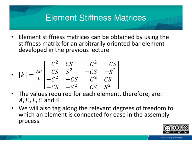 Element Stiffness Matrices Explained | PDF | Computers