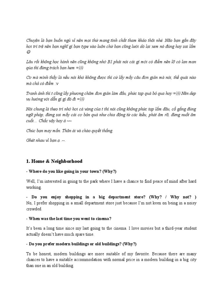 Speaking B1 | PDF