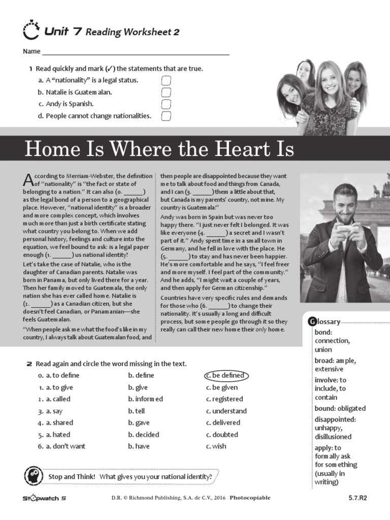 Home Is Where The Heart Is: Reading Worksheet | PDF | Nationality ...