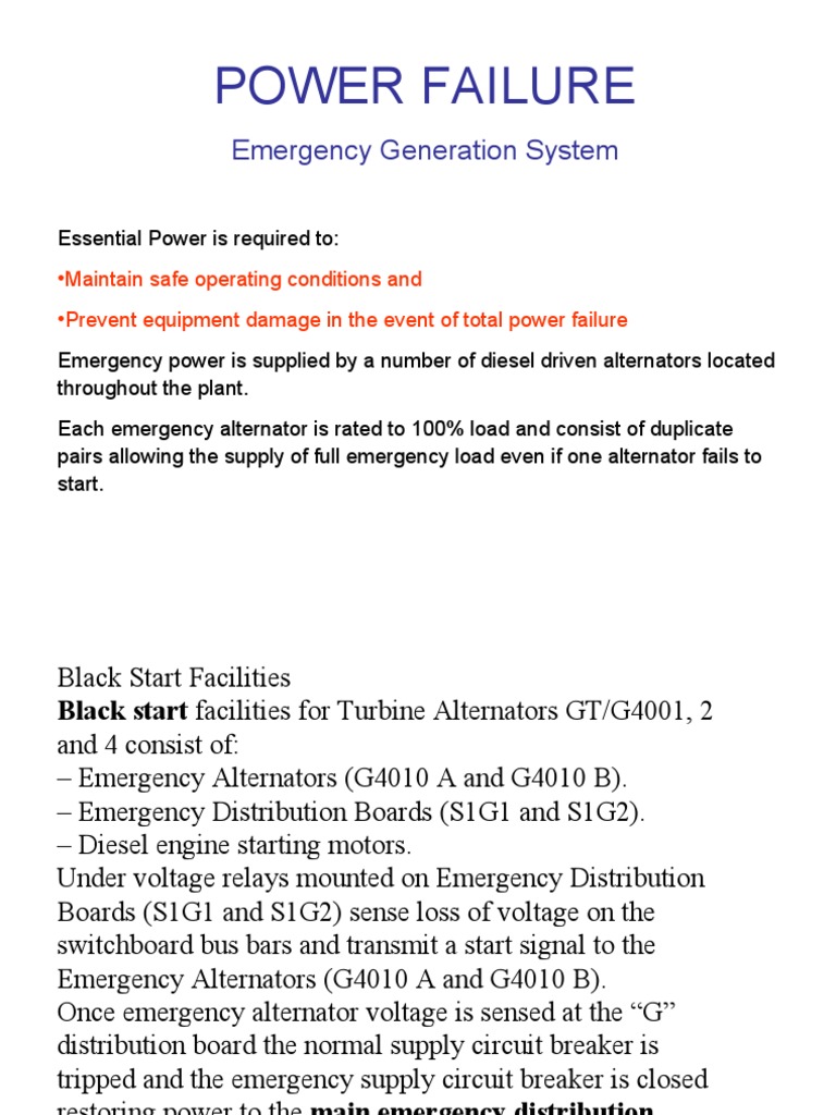 Power Failure: Emergency Generation System | PDF | Electric Power ...