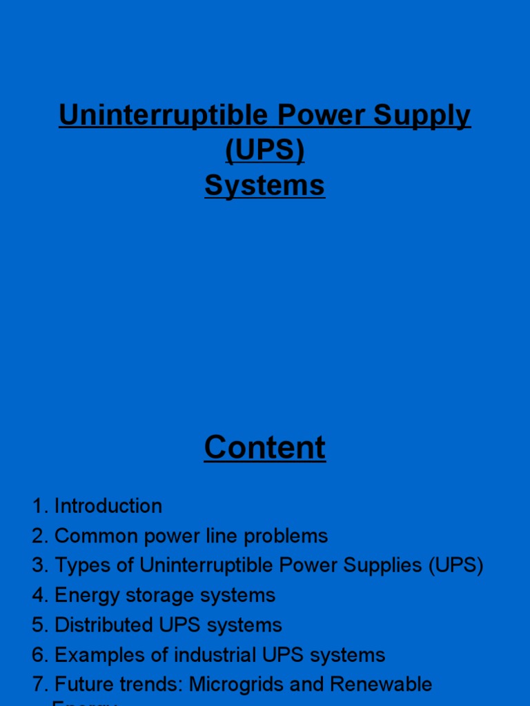 Uninterruptible Power Supply (UPS) | PDF | Energy Storage | Distributed ...