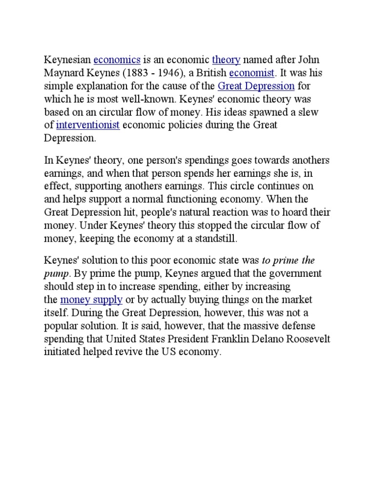 Keynesian Economics and the Great Depression | PDF