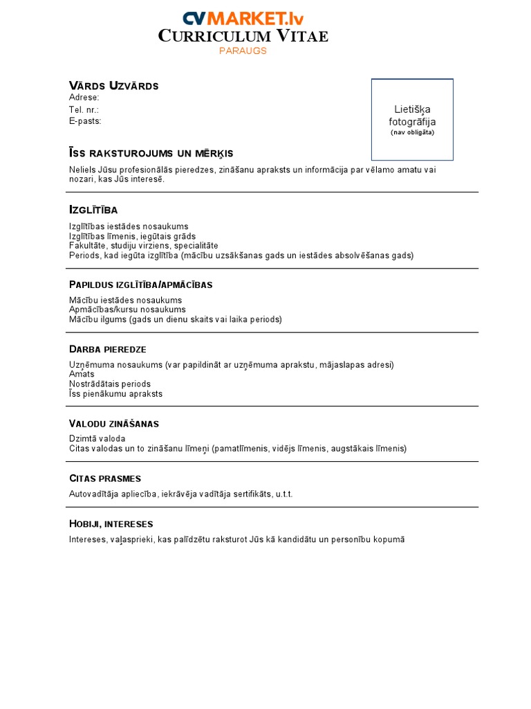 CV Paraugs LV | PDF
