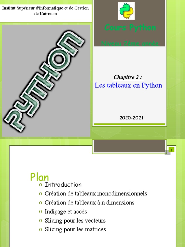 Chapitre 2 Array in Python | PDF | Python (Langage de programmation ...