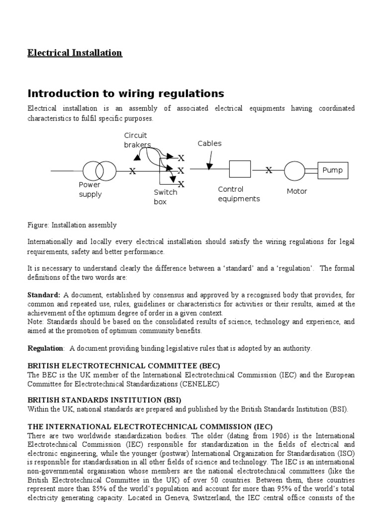 Electrical Installation - Note-01 | PDF | Electrical Wiring ...