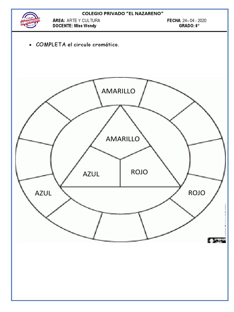 FICHA CIRCULO CROMATICO 6to | PDF