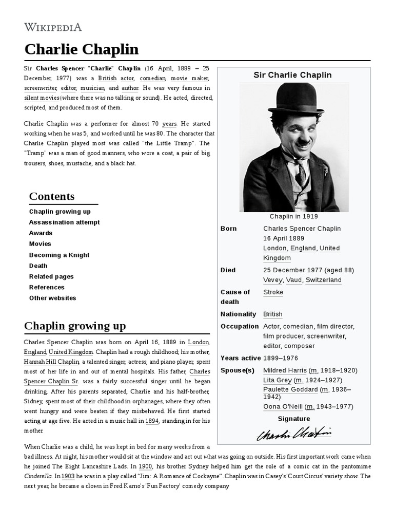 Sir Charlie Chaplin | PDF | Charlie Chaplin