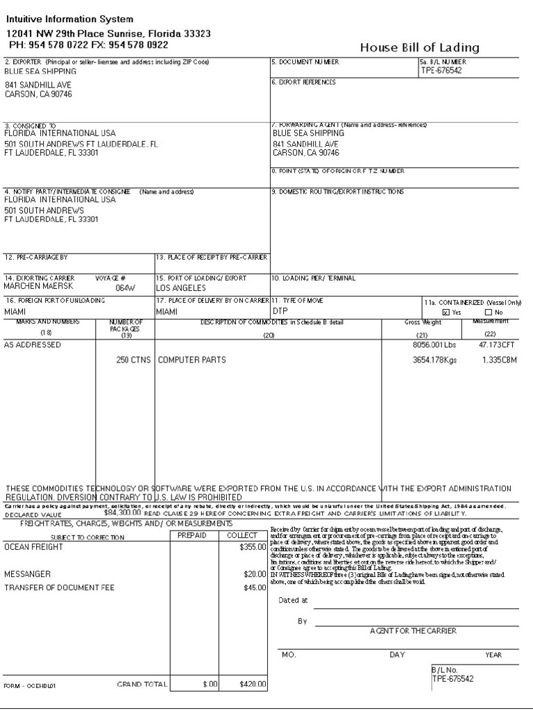 Conocimiento de Embarque PDF | PDF