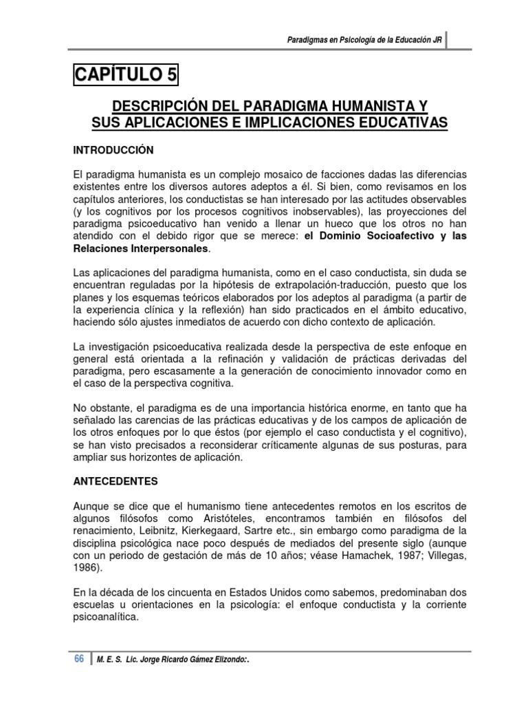 4 Humanista Paradigmas En Psicologia De La Educacion 66 79
