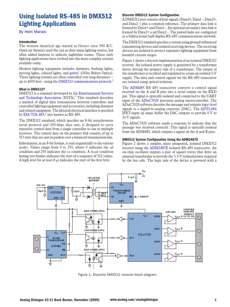 Isolated Rs 485 in dmx512 Lighting PDF | PDF | Data Transmission ...