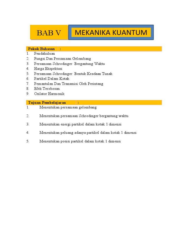 BAB 5 Mekanika Kuantum | PDF