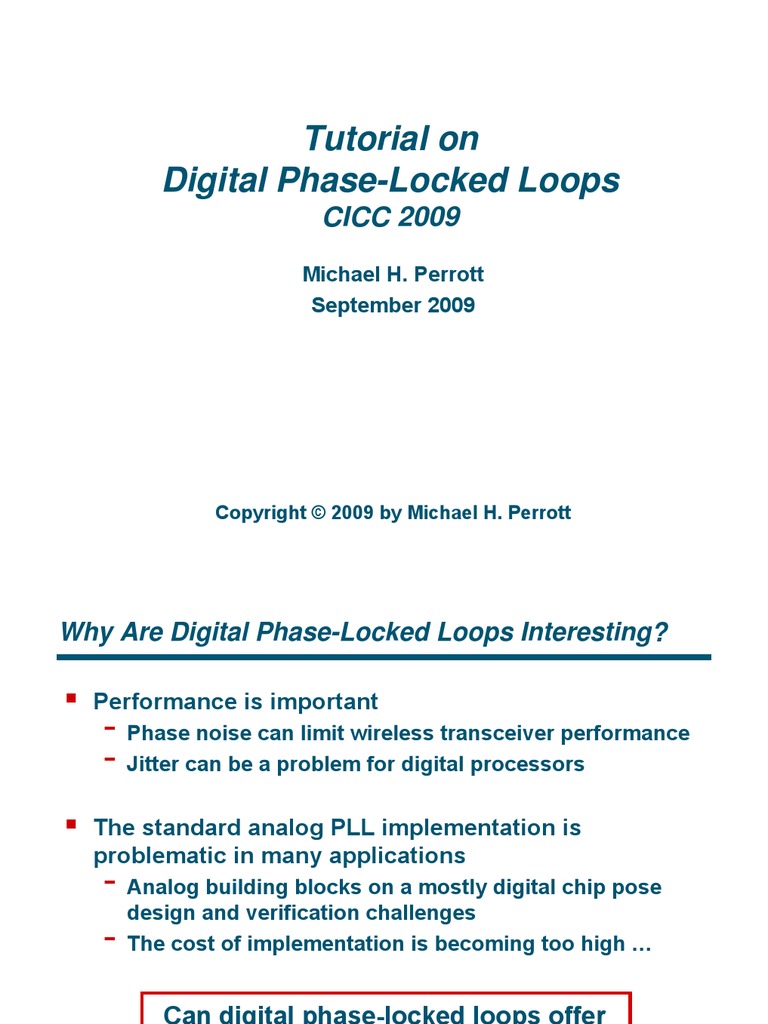 Digital PLL Cicc Tutorial Perrott | PDF | Information And Communications Technology | Electrical ...