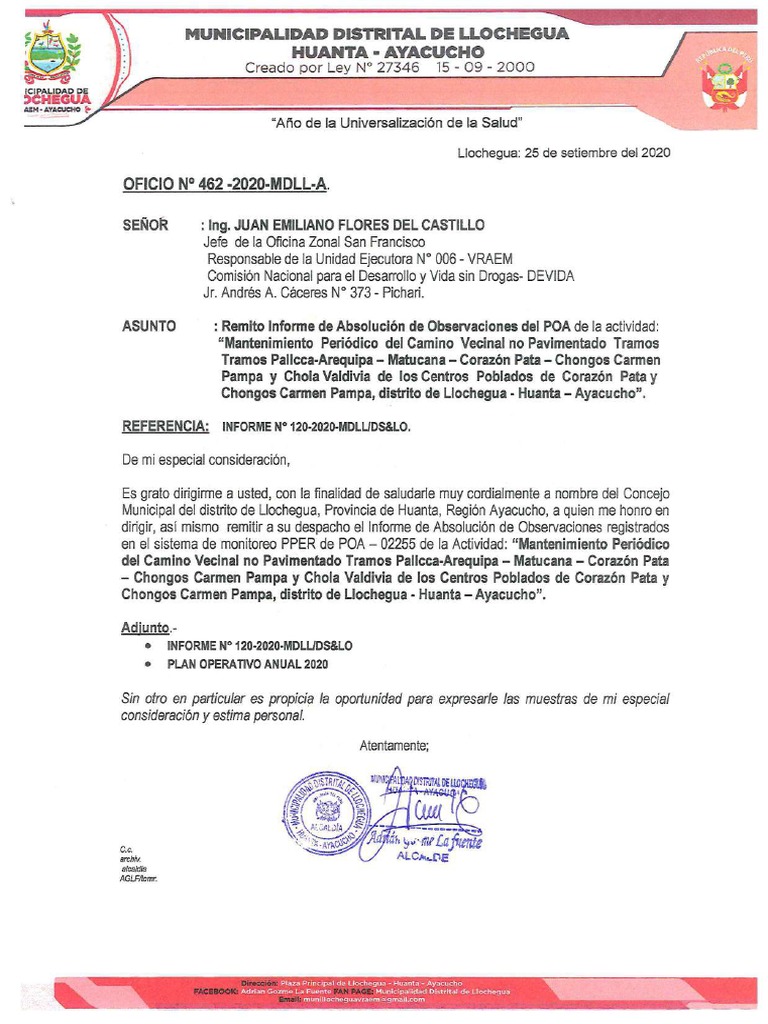 OFICIO #462-2020DEVIDA - Compressed | PDF