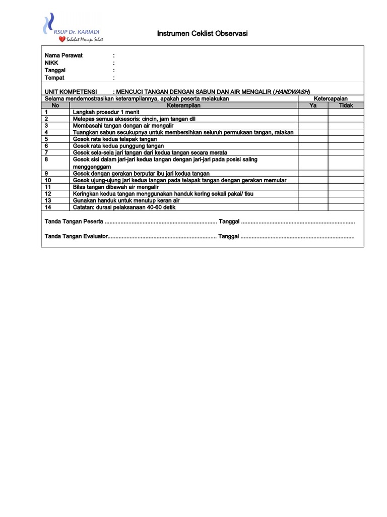 Tool Observasi Mencuci Tangan Handwash | PDF