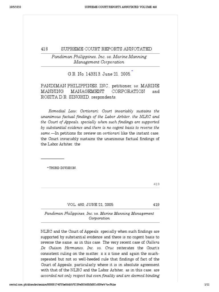 Pandiman Philippines, Inc. vs. Marine Manning Management Corporation (G ...