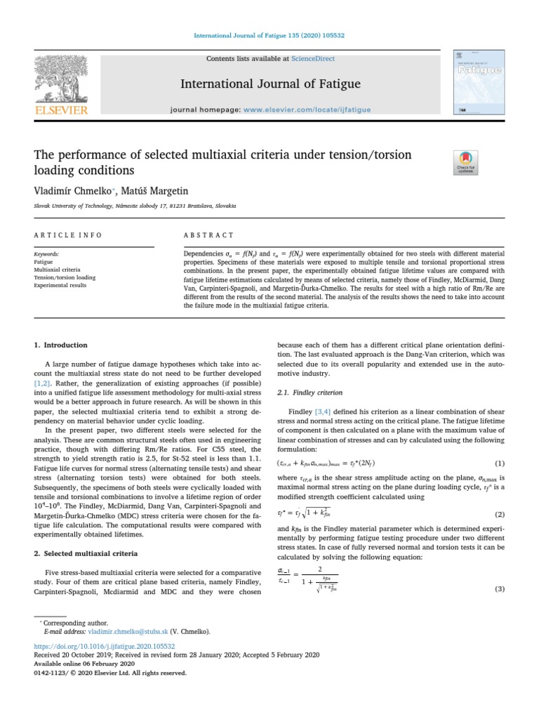 International Journal of Fatigue: Sciencedirect | PDF | Fatigue ...