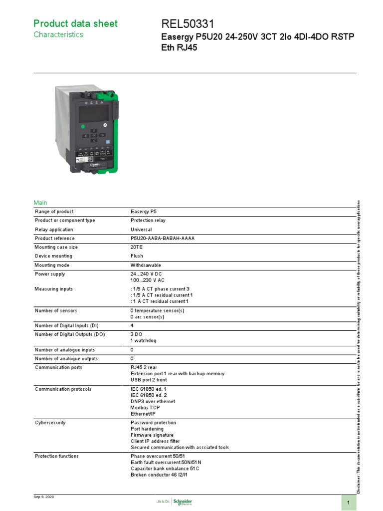 Easergy P5 Protection Relays - REL50331 | PDF | Electromagnetic ...