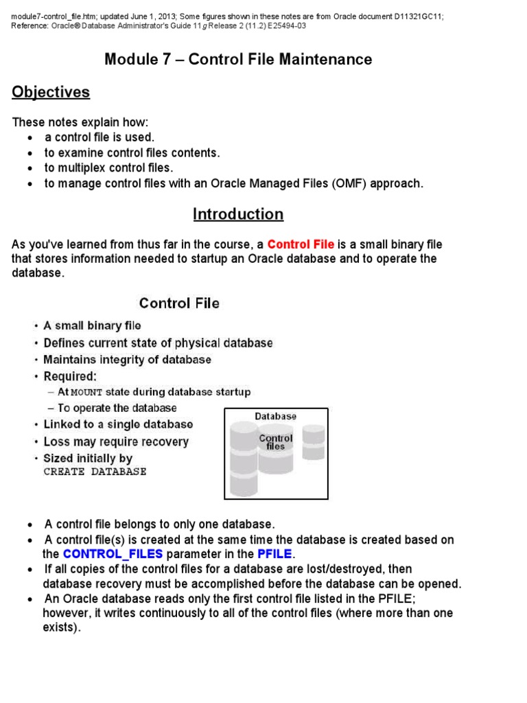 Module 7 - Control File Maintenance | PDF | Computer File | Backup