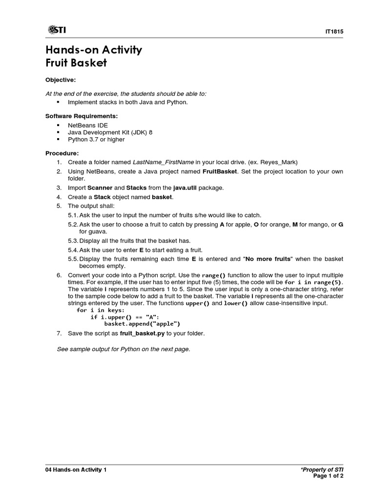04 Hands-On Activity 1 | PDF | Python (Programming Language) | Net Beans