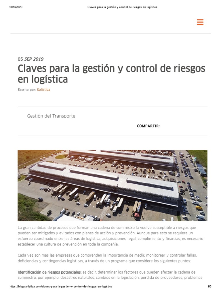 Claves para La Gestión y Control de Riesgos en Logística | PDF ...