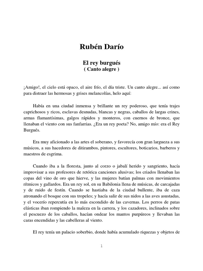 El Rey Burgués de Rubén Darío | PDF | Historia | Poesía