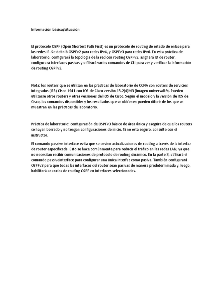 Informe Protocolo OSPFV3 | PDF